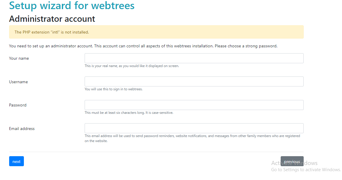 Webtrees? its 2 easy installation process