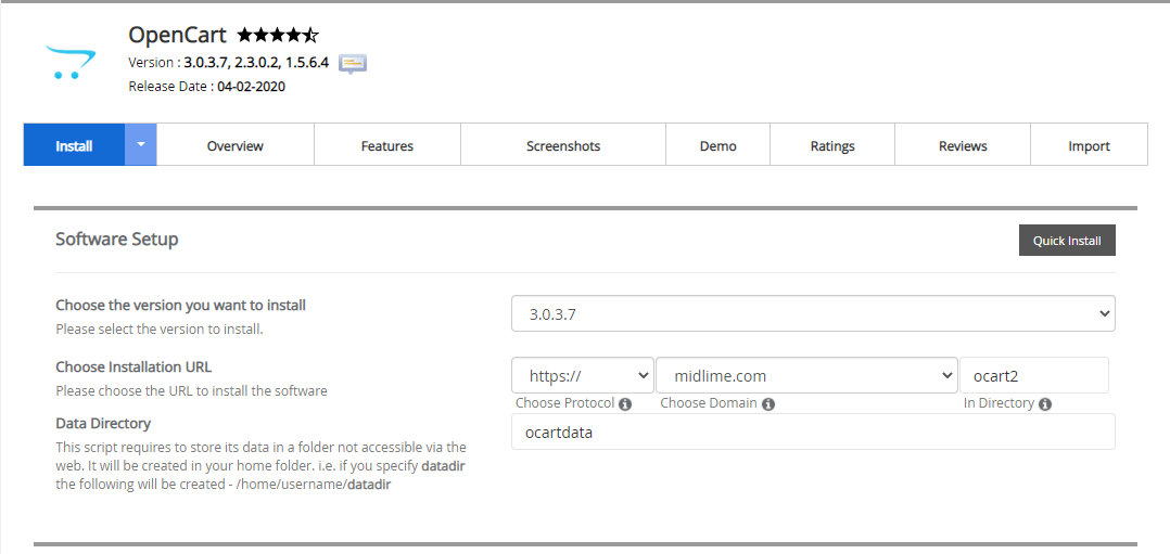 Easy way to install opencart manually or using softaculous - Hostrik Helpdesk